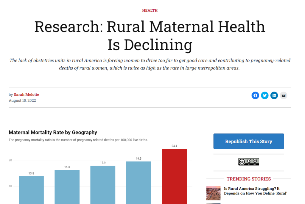 Rural women have higher pregnancy-related mortality due to lack of ...
